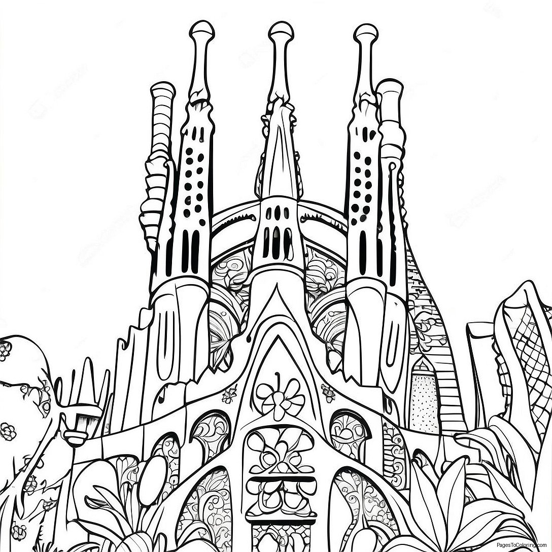 Colorful Barcelona Gaud Architecture Coloring Page 18854 15343 Colorful Barcelona Gaud Architecture Coloring Page 18854 15343
